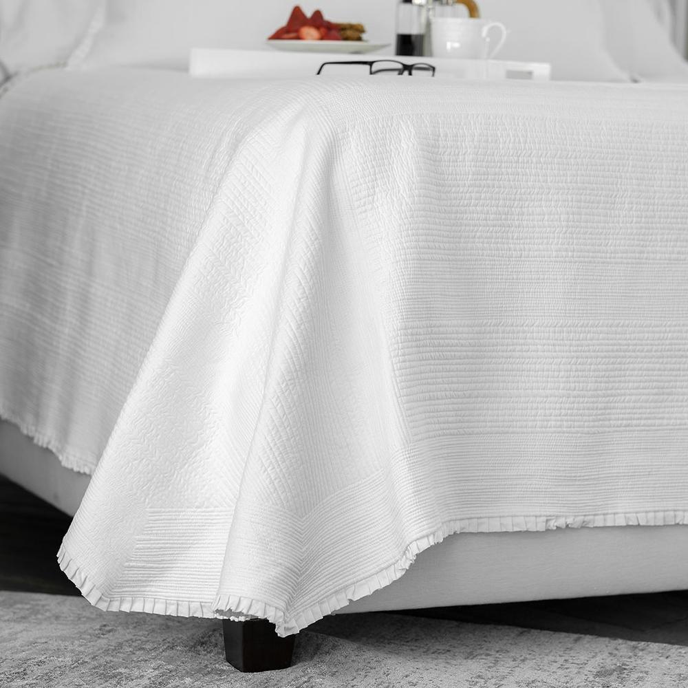 BATTERSEA QUEEN COVERLET WHITE COTTON 96X98 – Lili Alessandra