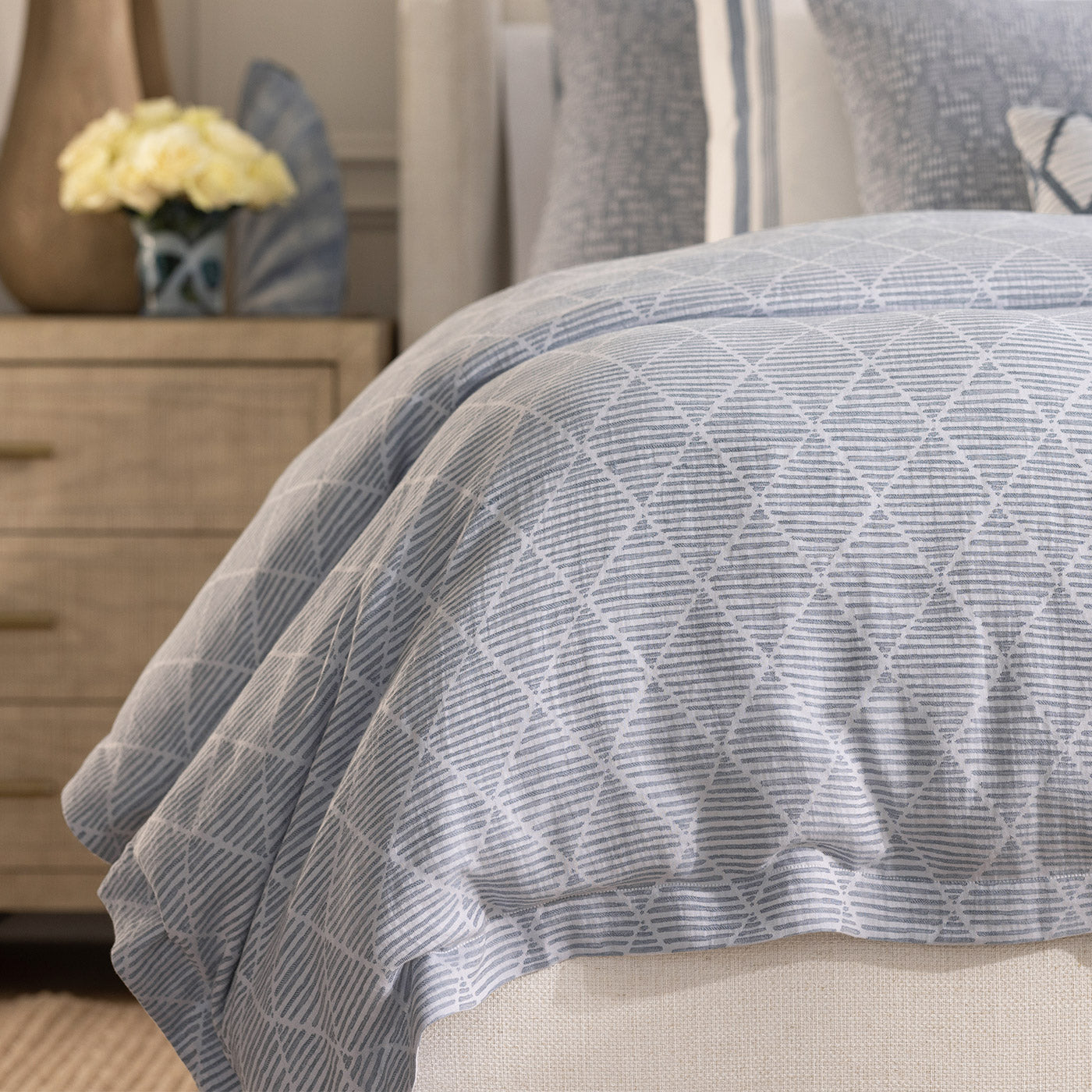 Brook Queen Duvet Blue White 96X98 by Lili Alessandra