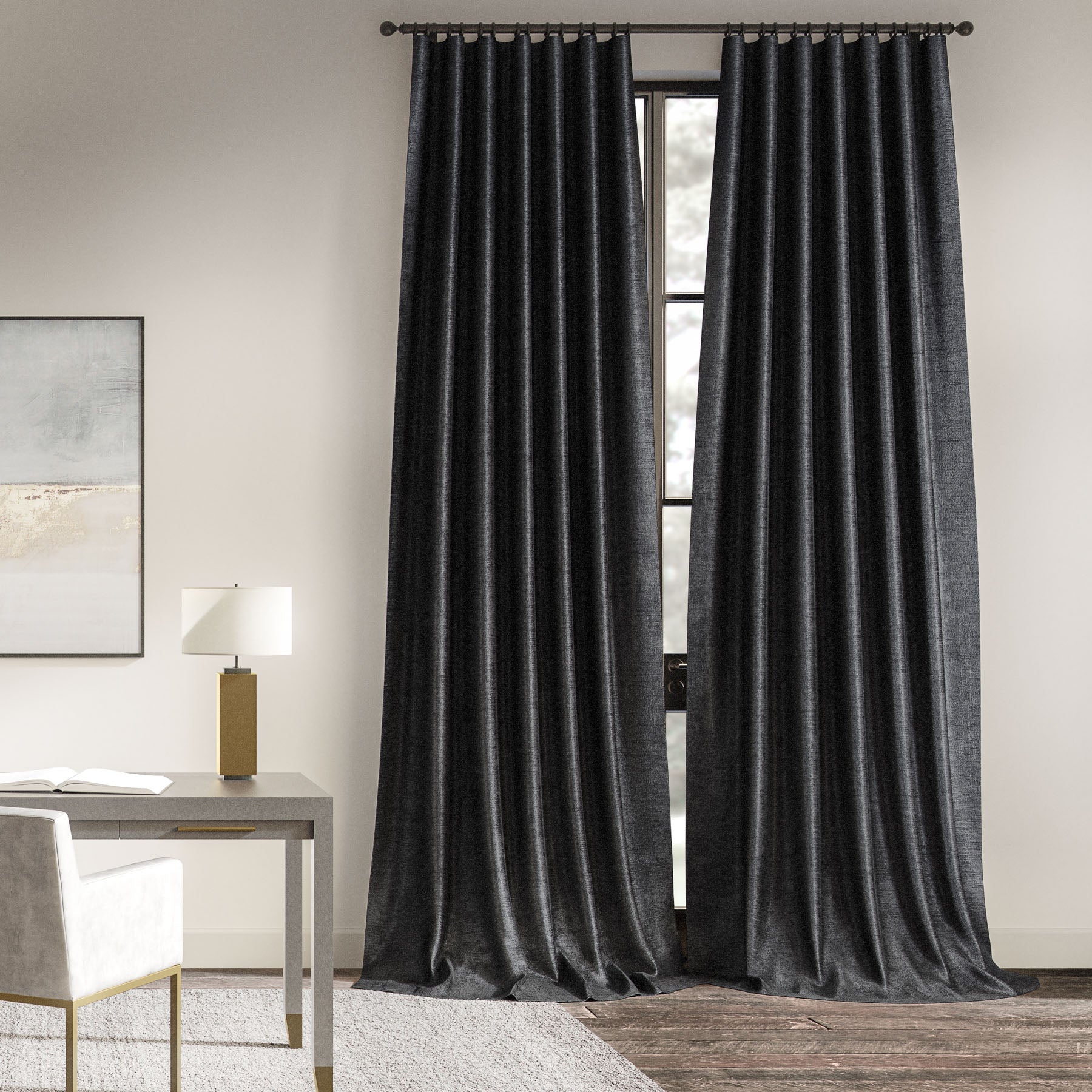 Ava Charcoal Drapery Panels (Set of Two - 52x144) by Lili Alessandra